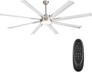 bigizmos 72 inch industrial dc motor ceiling fan with led light, etl listed damp rated indoor or covered outdoor ceiling fans for living room basement sunroom porch patio, 6-speed remote control