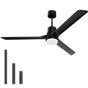 alescu black ceiling fans with lights,60" indoor and outdoor ceiling fan with remote control, modern reversible dc motor for patio bedroom living room