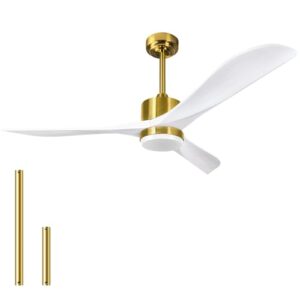 wisful 56" ceiling fans with lights remote control,outdoor wood ceiling fan with light memory for patio gazebo living room bedroom(gold and white)