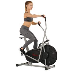 sunny health & fitness air resistance hybrid fan bike - sf-b2618, gray