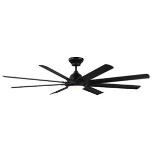 hydra smart indoor and outdoor 8-blade ceiling fan 80in matte black with 3000k led light kit and wall control works with alexa, google assistant, samsung things, and ios or android app