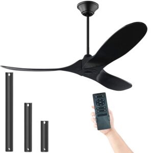 70 inch rustic outdoor ceiling fans for patios waterproof, black no lights damp rated 3 blade large airflow indoor outdoor large ceiling fan for exterior house porch gazebo