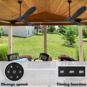 70 Inch Rustic Outdoor Ceiling Fans for Patios Waterproof, Black No Lights Damp Rated 3 Blade Large Airflow Indoor Outdoor Large Ceiling Fan for Exterior House Porch Gazebo