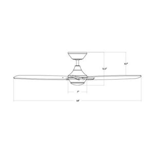 WAC Smart Fans Blitzen Indoor and Outdoor 3-Blade Ceiling Fan 54in Brushed Nickel with 3000K LED Light Kit and Remote Control works with Alexa and iOS or Android App