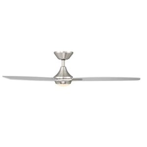 WAC Smart Fans Blitzen Indoor and Outdoor 3-Blade Ceiling Fan 54in Brushed Nickel with 3000K LED Light Kit and Remote Control works with Alexa and iOS or Android App