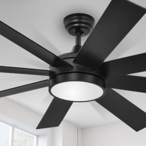 yitahome black 60 inch ceiling fan with light and remote, dc fanlight for indoor outdoor, modern light fan with reversible 6 speeds, 3 color temperatures, memory function, quiet motor