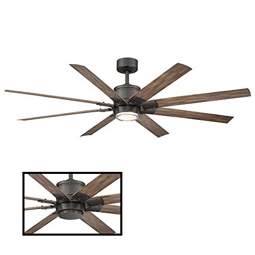 Renegade Smart Indoor and Outdoor 8-Blade Ceiling Fan 66in Oil Rubbed Bronze Barn Wood with 3000K LED Light Kit and Remote Control works with Alexa, and iOS or Android App