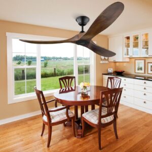 70 Inch Outdoor Ceiling Fan No Light Large Airflow Farmhouse Rustic Ceiling Fans 3 Blades Wood Propeller Ceiling Fan Reversible DC Motor for Exterior House Porch Gazebo (70'' Walnut Ceiling fan)