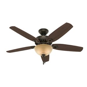 hunter fan company 53091 builder deluxe indoor ceiling fan with led light and pull chain control, 52", new bronze finish