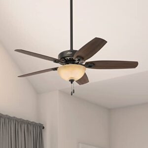 Hunter Fan Company 53091 Builder Deluxe Indoor Ceiling Fan with LED Light and Pull Chain Control, 52", New Bronze Finish