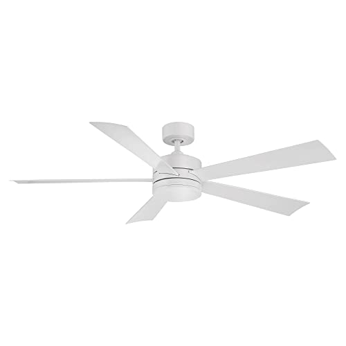 Wynd Smart Indoor and Outdoor 5-Blade Ceiling Fan 60in Matte White with 3000K LED Light Kit and Remote Control works with Alexa, Google Assistant, Samsung Things, and iOS or Android App