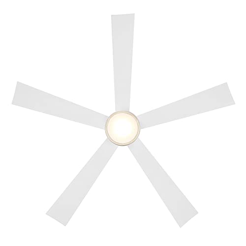 Wynd Smart Indoor and Outdoor 5-Blade Ceiling Fan 60in Matte White with 3000K LED Light Kit and Remote Control works with Alexa, Google Assistant, Samsung Things, and iOS or Android App