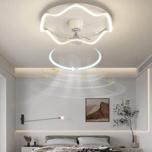 Ceiling Fans with Lights and Remote Modern Lighting Ceiling Fans Bladeless, Quiet Motor Stepless Dimmable 6 Wind Speeds (White)