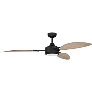 craftmade 64" journey indoor/outdoor flat black finish ceiling fan, led light kit (optional), remote control included, smart wifi enabled with voice activation, works with alexa & smart home devices