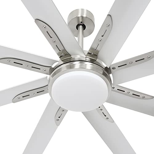 72 Inch Ceiling Fan with LED Lights and Remote Control for Indoor/Covered Outdoor, 172 DC Motor, 8 Aluminum Blades, 5CCT, 6-Speed, Dimmable Modern Ceiling Fans for Living Room - Brushed Nickel