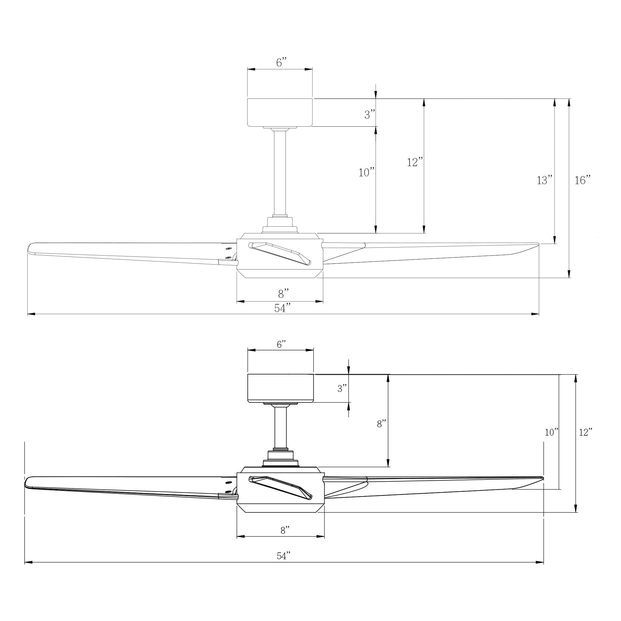 Modern Forms Ultra Indoor and Outdoor 3-Blade Smart Ceiling Fan 54in Matte Black UV-C LED Up-Light Kit and Remote Control