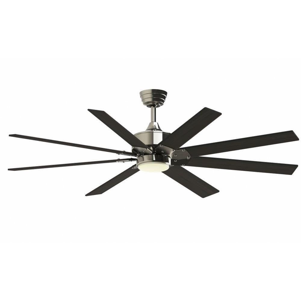 Levon Custom - 8 Blade Ceiling Fan with Light Kit-16.27 Inches Tall and 64 Inches Wide-Brushed Nickel Finish-Dark Walnut