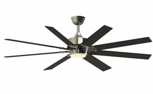 Levon Custom - 8 Blade Ceiling Fan with Light Kit-16.27 Inches Tall and 64 Inches Wide-Brushed Nickel Finish-Dark Walnut