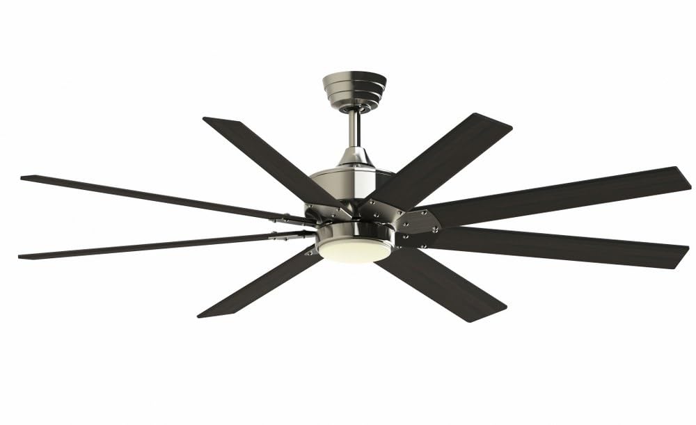 Levon Custom - 8 Blade Ceiling Fan with Light Kit-16.27 Inches Tall and 64 Inches Wide-Brushed Nickel Finish-Dark Walnut