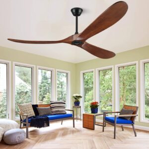 BOOSANT 72" Ceiling Fans without Lights, 72 inch Ceiling Fan no Light, High cfm Quiet 3 Blade Wood Walnut Ceiling Fan, Large Modern Ceiling Fan with Remote, Propeller Outdoor Ceiling Fans for Patios