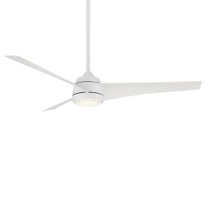 wac smart fans sonoma indoor and outdoor 3-blade ceiling fan 56in matte white with 3000k led light kit and remote control works with alexa and ios or android app