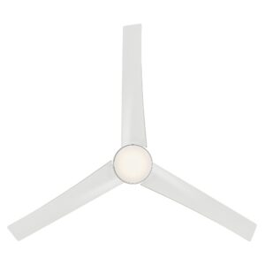 WAC Smart Fans Sonoma Indoor and Outdoor 3-Blade Ceiling Fan 56in Matte White with 3000K LED Light Kit and Remote Control works with Alexa and iOS or Android App