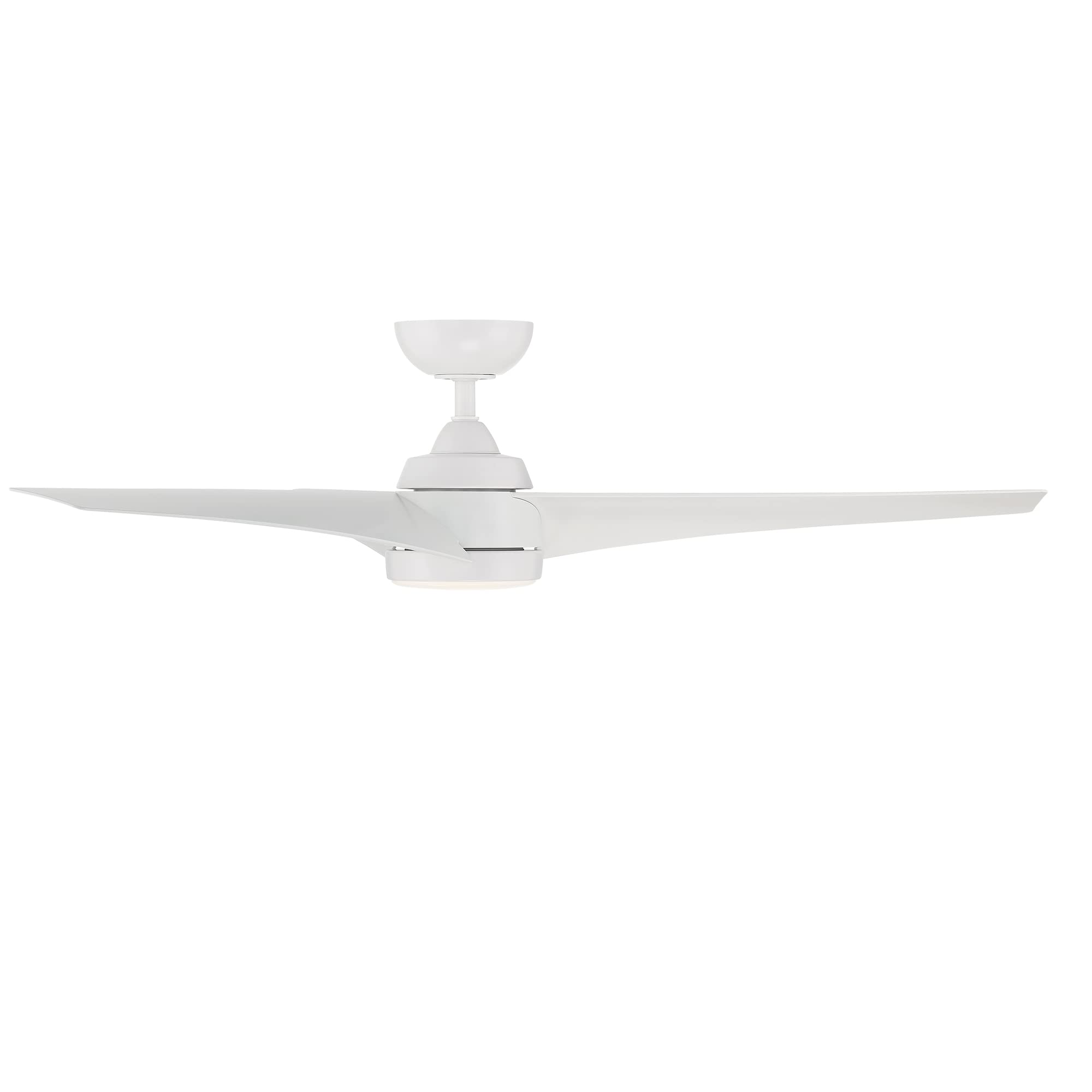 WAC Smart Fans Sonoma Indoor and Outdoor 3-Blade Ceiling Fan 56in Matte White with 3000K LED Light Kit and Remote Control works with Alexa and iOS or Android App