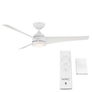 WAC Smart Fans Sonoma Indoor and Outdoor 3-Blade Ceiling Fan 56in Matte White with 3000K LED Light Kit and Remote Control works with Alexa and iOS or Android App