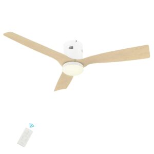 smaair 52 inch smart ceiling fan with dimmable led lights and 10-speed dc motor, works with remote control/alexa/google assistant/siri shortcuts (52 inch, light wooden pattern-abs)