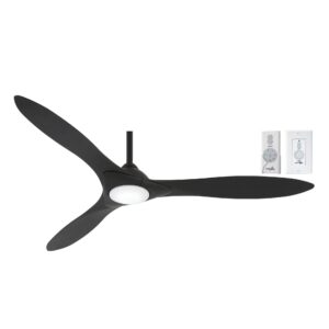 minka-aire f868l-cl/cl sleek 60" smart ceiling fan with led light, remote and wall control