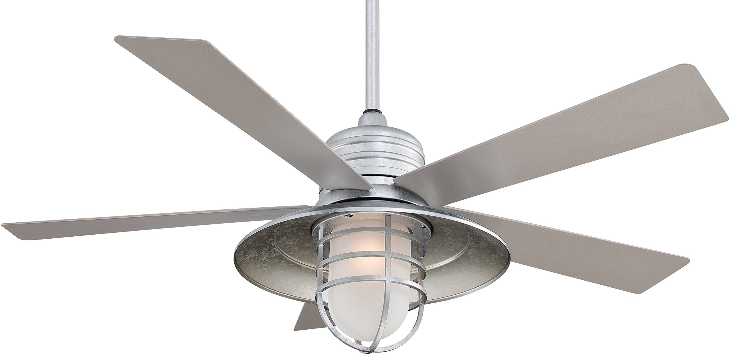 Minka-Aire F582-GL Rainman 54 Inch Outdoor Ceiling Fan with Integrated Caged Light in Galvanized Finish