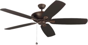 monte carlo 5csm60rb colony super max dual mount 60'' outdoor ceiling fan with pull chain, 5 blades, roman bronze