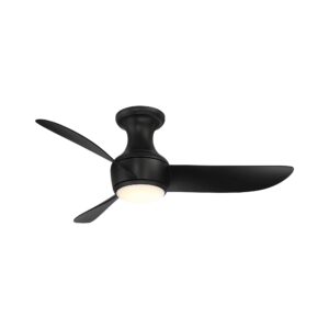 corona smart indoor and outdoor 3-blade flush mount ceiling fan 44in matte black 3000k led light kit and remote control works with alexa, google assistant, samsung things, and ios or android app