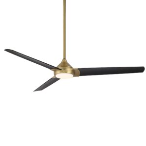 zelda indoor and outdoor 3-blade smart ceiling fan 60in soft brass matte black with 3000k led light kit and remote control works with alexa and ios or android app