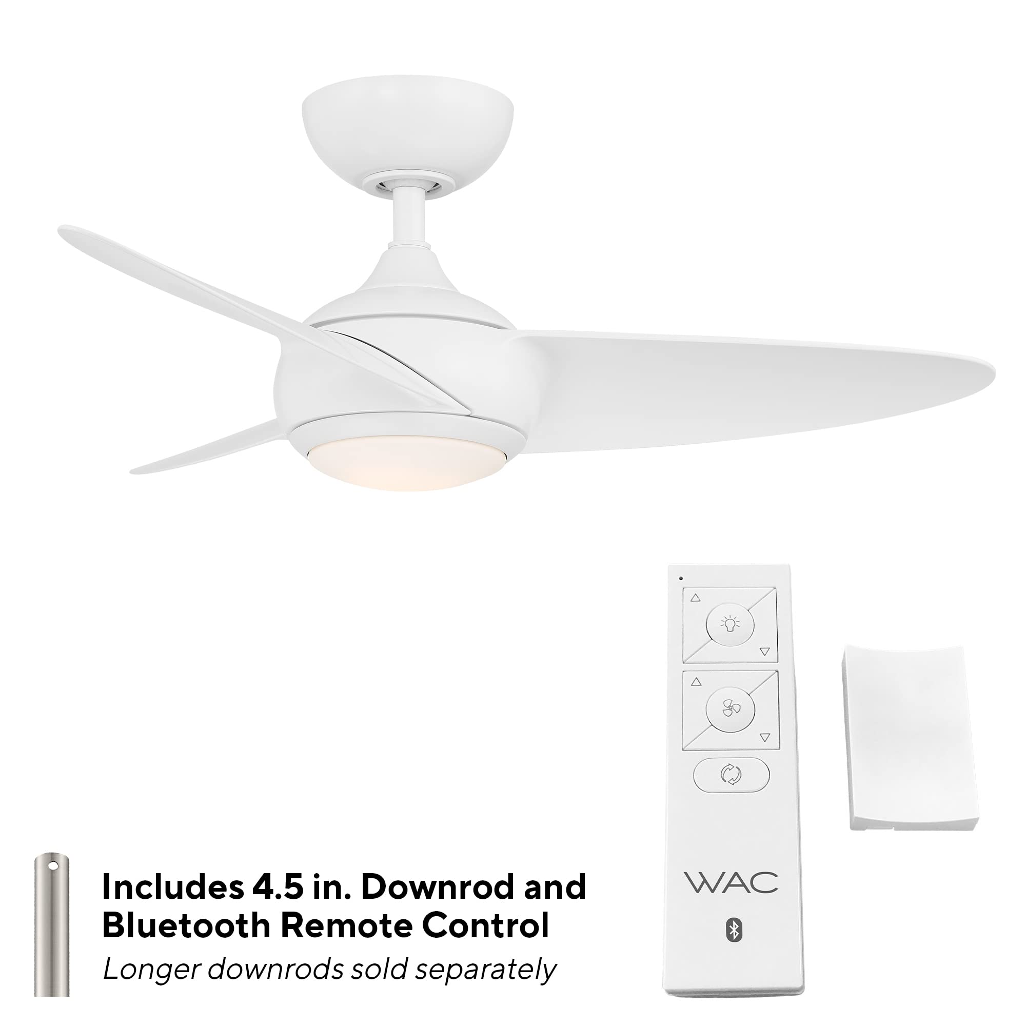 Loft Indoor and Outdoor 3-Blade Smart Ceiling Fan 38in Matte White with 3000K LED Light Kit and Remote Control works with Alexa and iOS or Android App