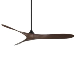 wac lighting malibu indoor and outdoor 3-blade smart ceiling fan 70in matte black dark walnut with remote control works with alexa and ios or android app