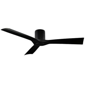 aviator indoor and outdoor 3-blade smart flush mount ceiling fan 54in matte black with wall control (light kit sold separately)