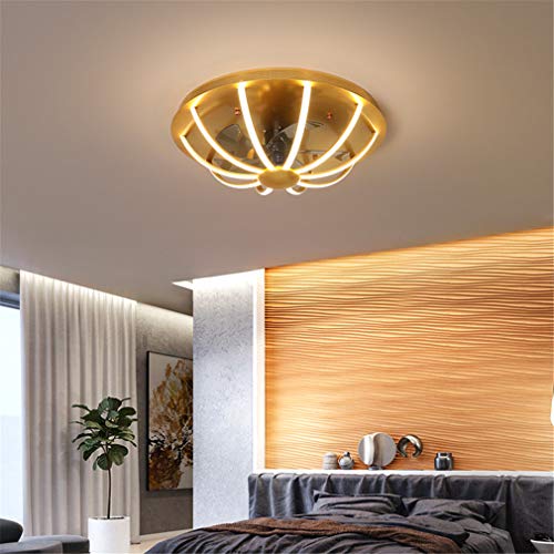 SEYFI Fanps, Metal Ceiling Fan with Lighting Modern Bright Dimmable Led Ceiling Light with Remote Control Q-Uiet Fan 64W Ceiling Light/D