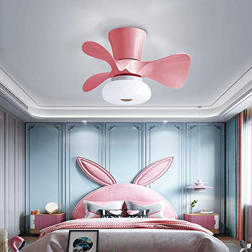 SEYFI Kids Bedroom Ceiling Fan with Light Reversible with Remote Control 6 Speeds Led Dimmable Fan Ceiling Light 64W with Timer Modern T Ceiling Fan Light