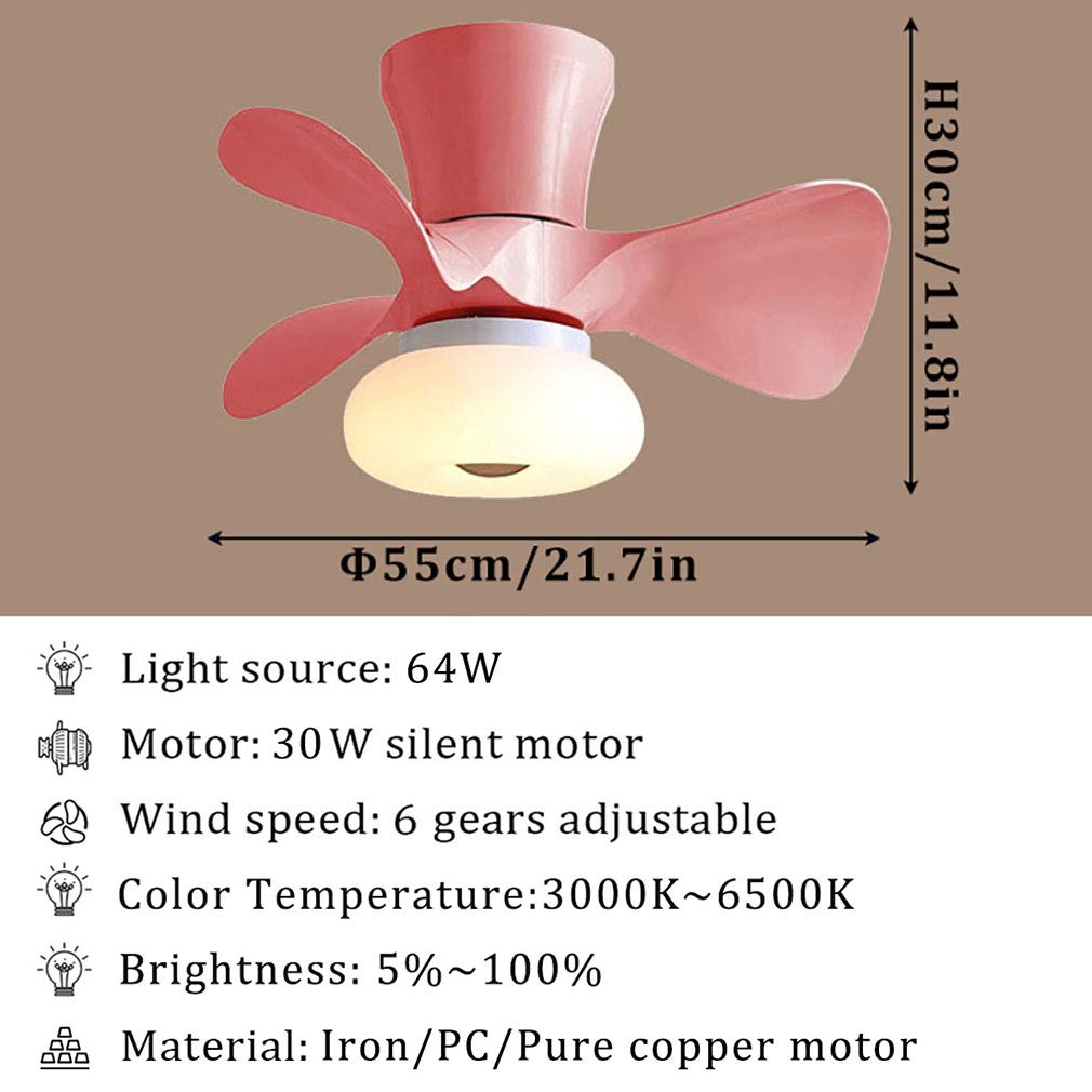 SEYFI Kids Bedroom Ceiling Fan with Light Reversible with Remote Control 6 Speeds Led Dimmable Fan Ceiling Light 64W with Timer Modern T Ceiling Fan Light