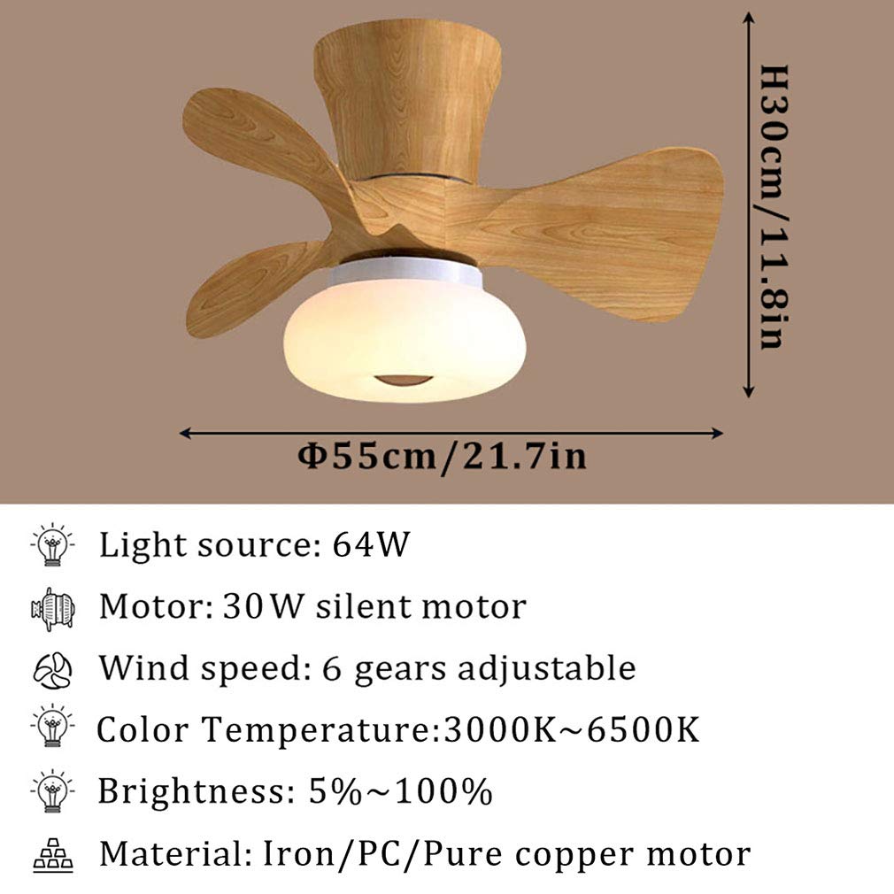 SEYFI Kids Bedroom Ceiling Fan with Light Reversible with Remote Control 6 Speeds Led Dimmable Fan Ceiling Light 64W with Timer Modern T Ceiling Fan Light