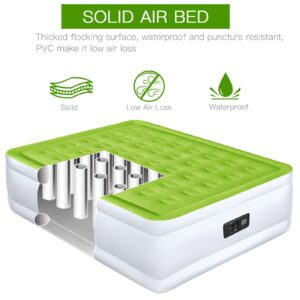 YENING Queen Size Air Mattress with Built in Pump 18 Inch Inflatable Bed Heavy Duty Blow up Matress Camping Airbed with Storage Bag