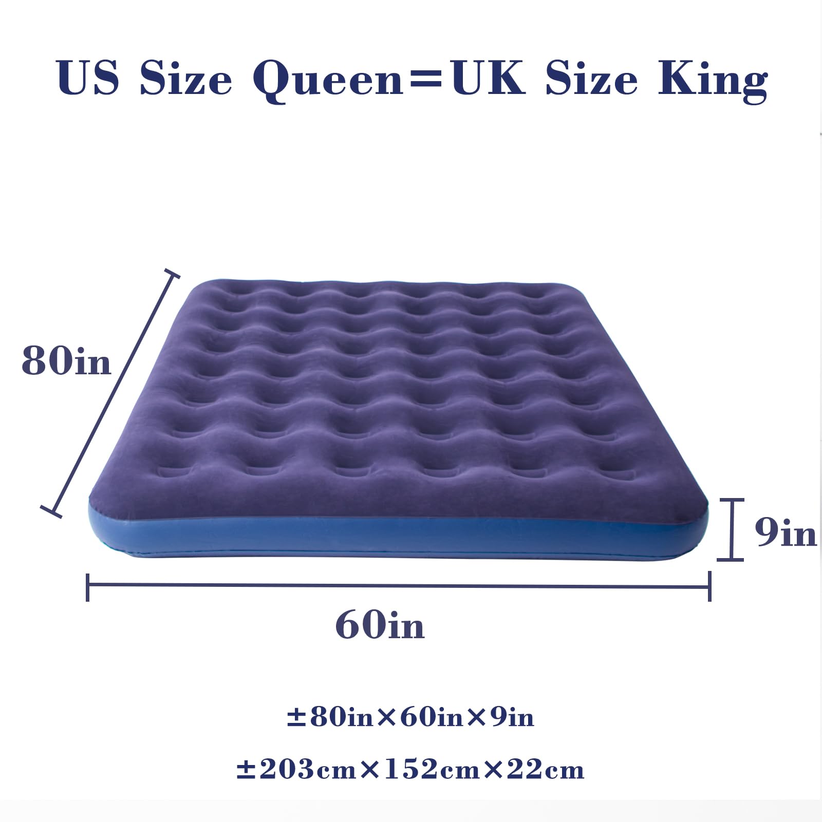 RAPTAVIS Queen Size Air Mattress Inflatable Bed, Blow Up Mattress Camping Sleeping Pad