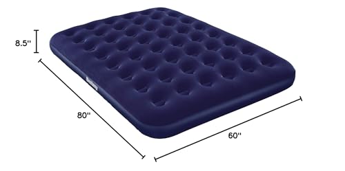 Bestway Flocked Queen Airbed without Inflation Pump, 80 x 60 x 8.5-Inch, Blue