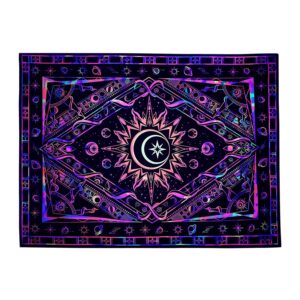 aefpoymxu burning sun moon tapestry aesthetic tapestry for bedroom black light wall tapestry boho uv reactive posters wall hanging bedroom living room hippie tapestry(59 × 51 inch)