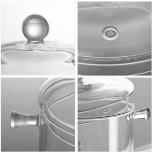 1.9 L/ 67 Fl Oz Clear Glass Pots for Cooking with Lids Saucepan with Cover Simmer Pot Milk Pot Heat-Resistant Glass Stovetop Pot And Pan with Lid, Soup, Milk, Baby Food