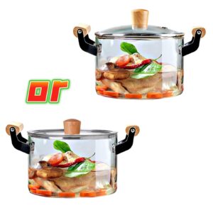 4.5l glass stock pot with lid heat resistant borosilicate potpourri simmer pot with cover stovetop safe clear pot saucepan for milk food soup (152 oz)