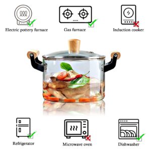 4.5L Glass Stock Pot with Lid Heat Resistant Borosilicate Potpourri Simmer Pot with Cover Stovetop Safe Clear Pot Saucepan for Milk Food Soup (152 OZ)