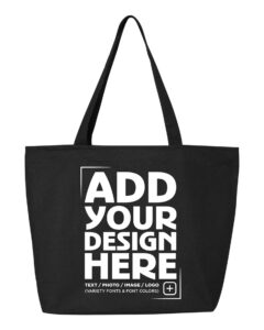 shop4ever personalized custom design your own heavy canvas tote with zipper reusable shopping bag black 1 pack