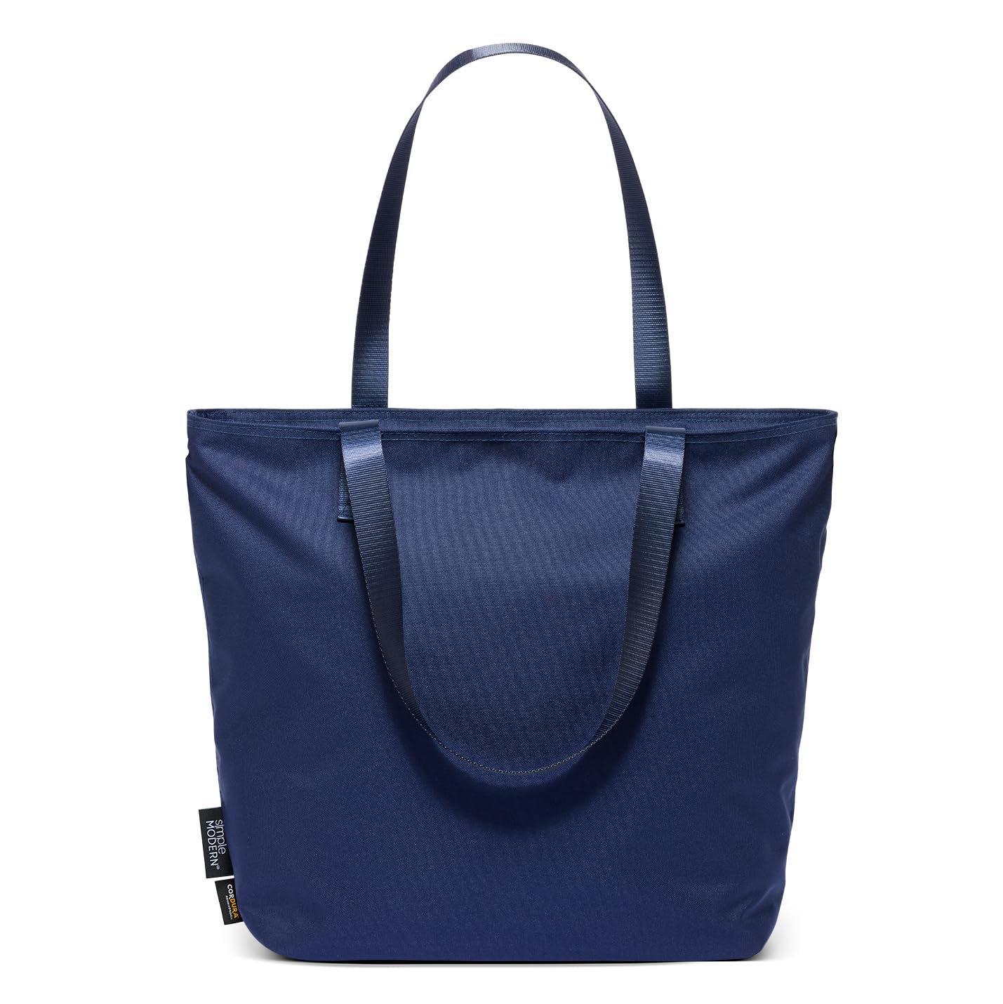 Simple Modern Tote Bag for Women | Medium Water-Resistant Laptop Purse with Compartments and Zipper Top | Shoulder Bag with Pockets for Work, Travel & School | Navy